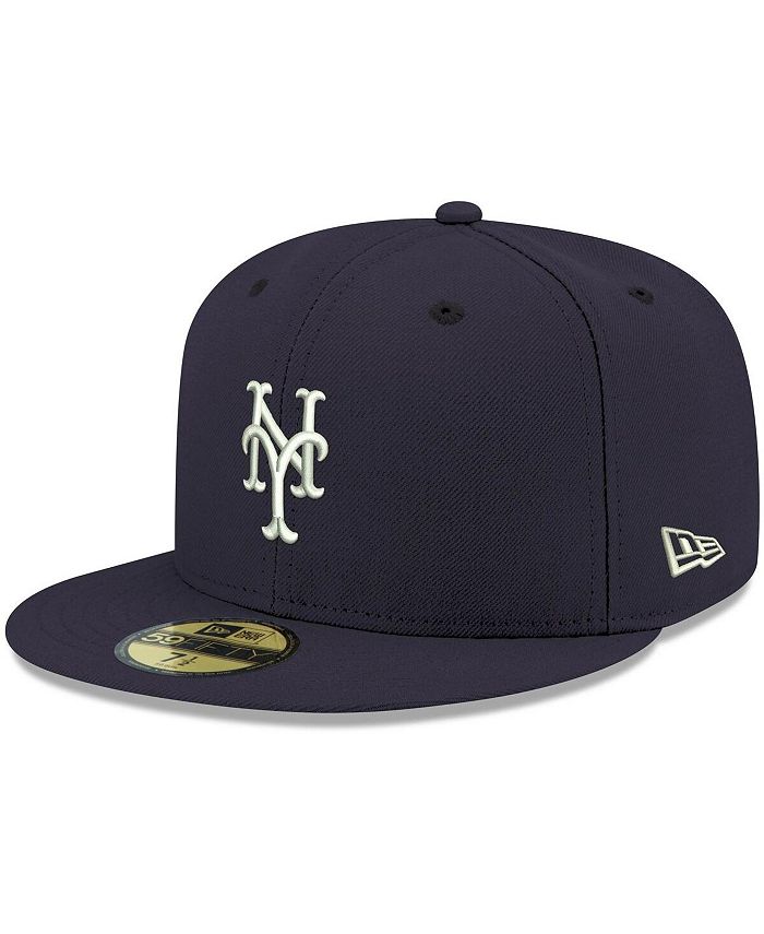 New Era Men's Navy New York Mets Logo White 59FIFTY Fitted Hat - Macy's
