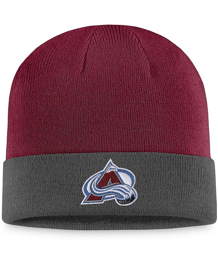 Fanatics Men's Charcoal, Burgundy Colorado Avalanche Team Cuffed Knit ...