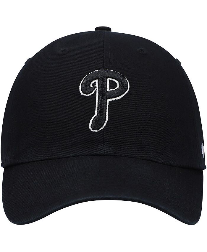 '47 Brand Men's Philadelphia Phillies Black On Black Logo Clean Up ...