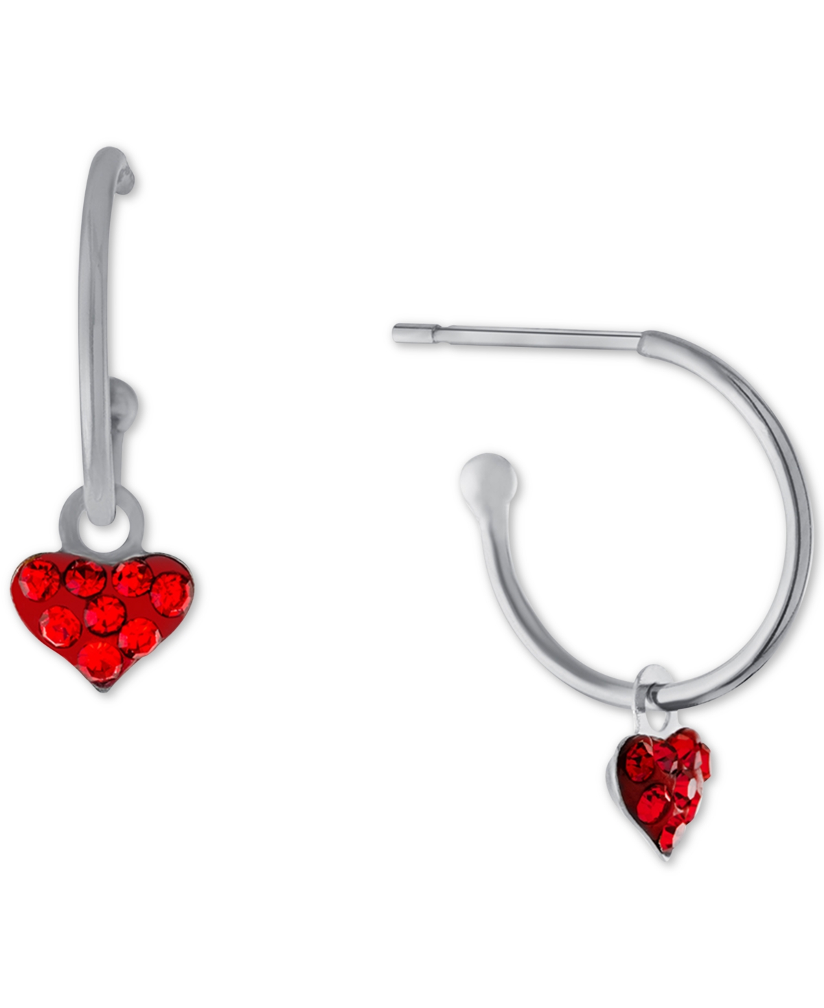 Click here for Giani Bernini Red Crystal Heart Dangle Hoop Earrin... prices