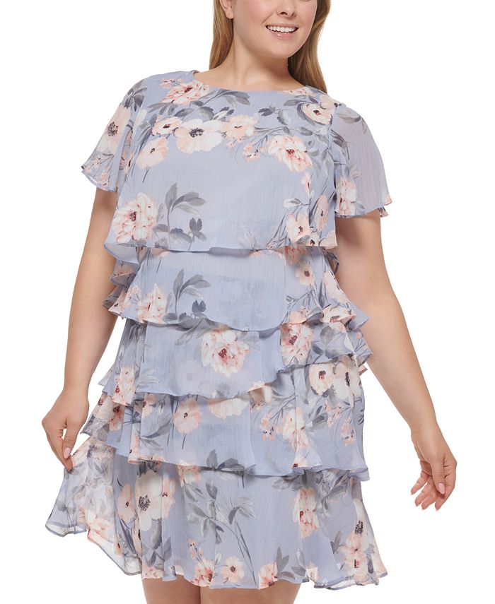 Jessica Howard Plus Size Tiered Floral Dress - Macy's