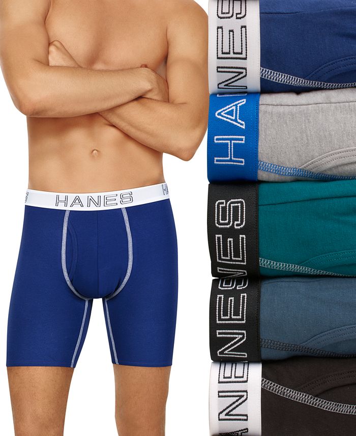 Hanes Men's 5-Pk. Ultimate® Stretch Longer Leg Boxer Briefs - Macy's