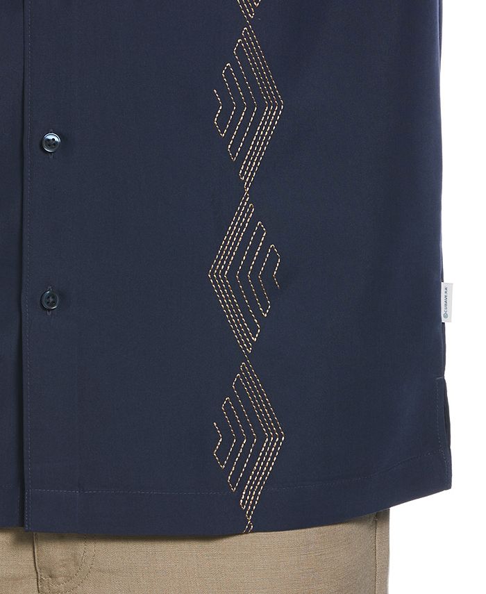 Cubavera Men's Big & Tall Geo Embroidered Panel Shirt - Macy's