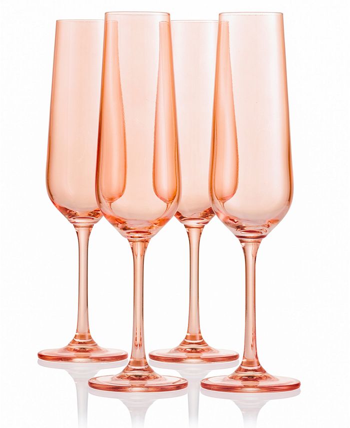 Godinger Sheer Coral Champagne Flutes, Set of 4 - Macy's