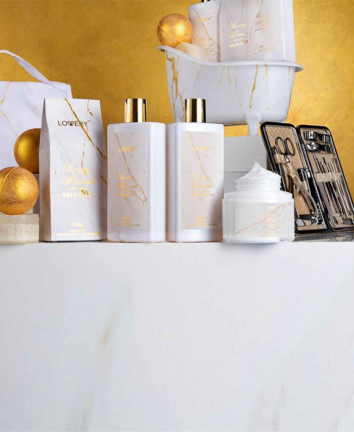 Lovery Home Spa Body Care Gift Set, Honey Almond Self Care Kit, Stress ...