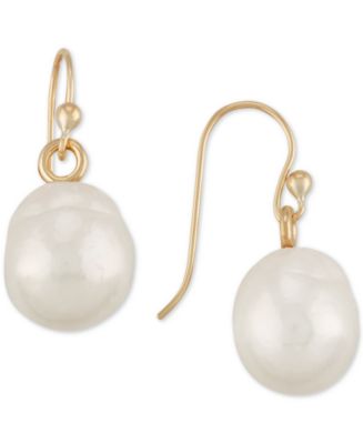 Cultured Freshwater Baroque Pearl (10mm) Drop Earrings in 14k Gold - Macy's