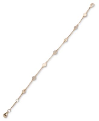 DKNY Gold-Tone Pavé Disc Ankle Bracelet - Macy's