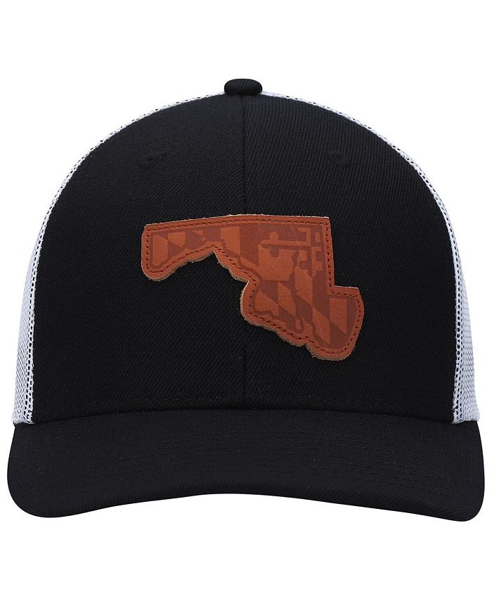 Local Crowns Men's Black Maryland Leather State Applique Trucker Snapback Hat - Macy's