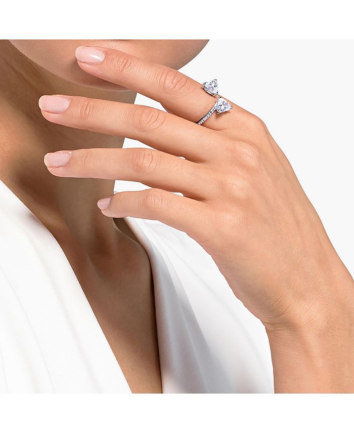 Swarovski Attract Soul Heart Rhodium Plated Ring - Macy's