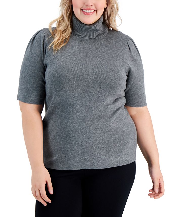 Alfani Plus Size Elbow Sleeve Turtleneck Sweater Created For Macys