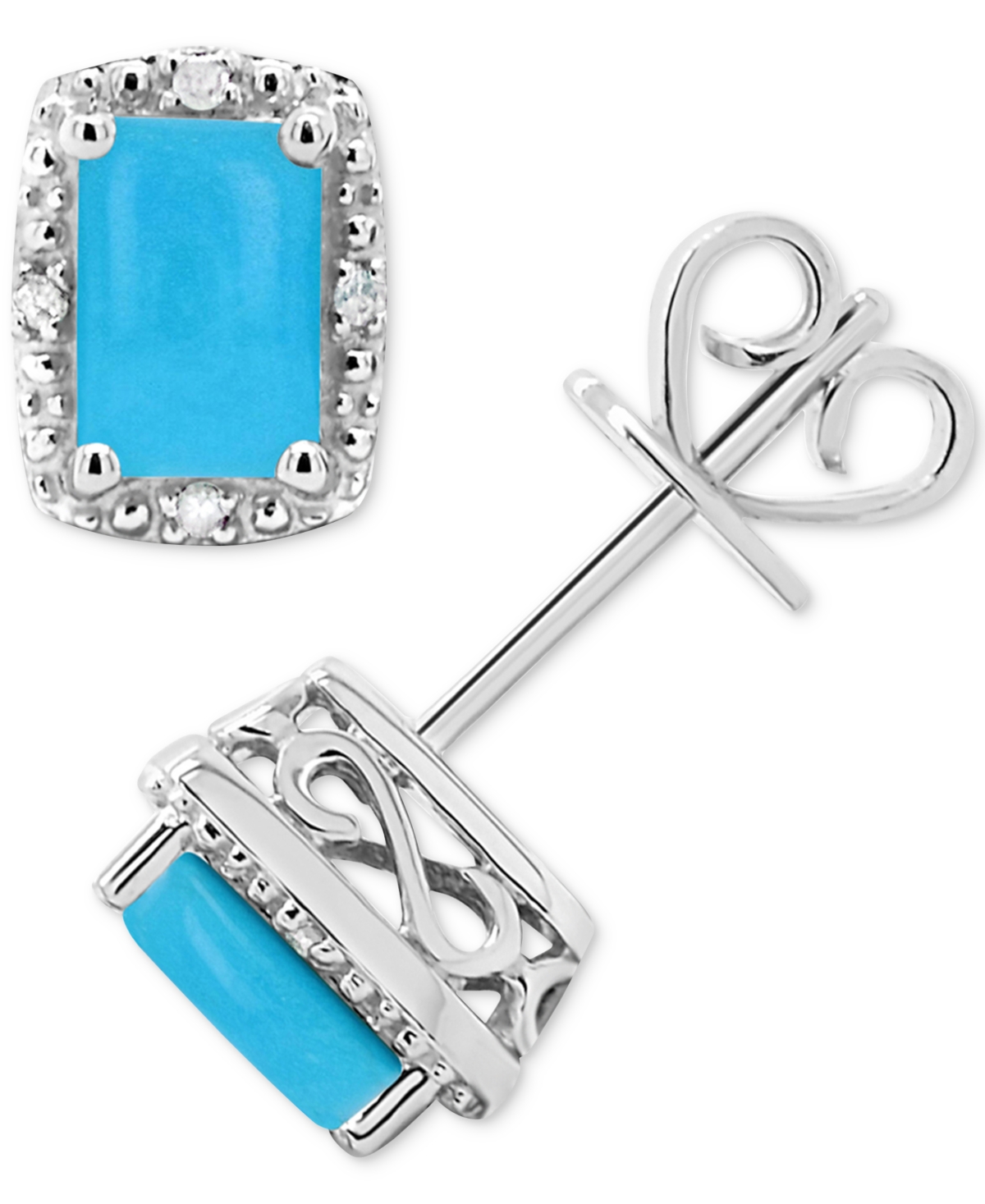 Click here for Onyx & Diamond Accent Rectangle Stud Earrings in S... prices