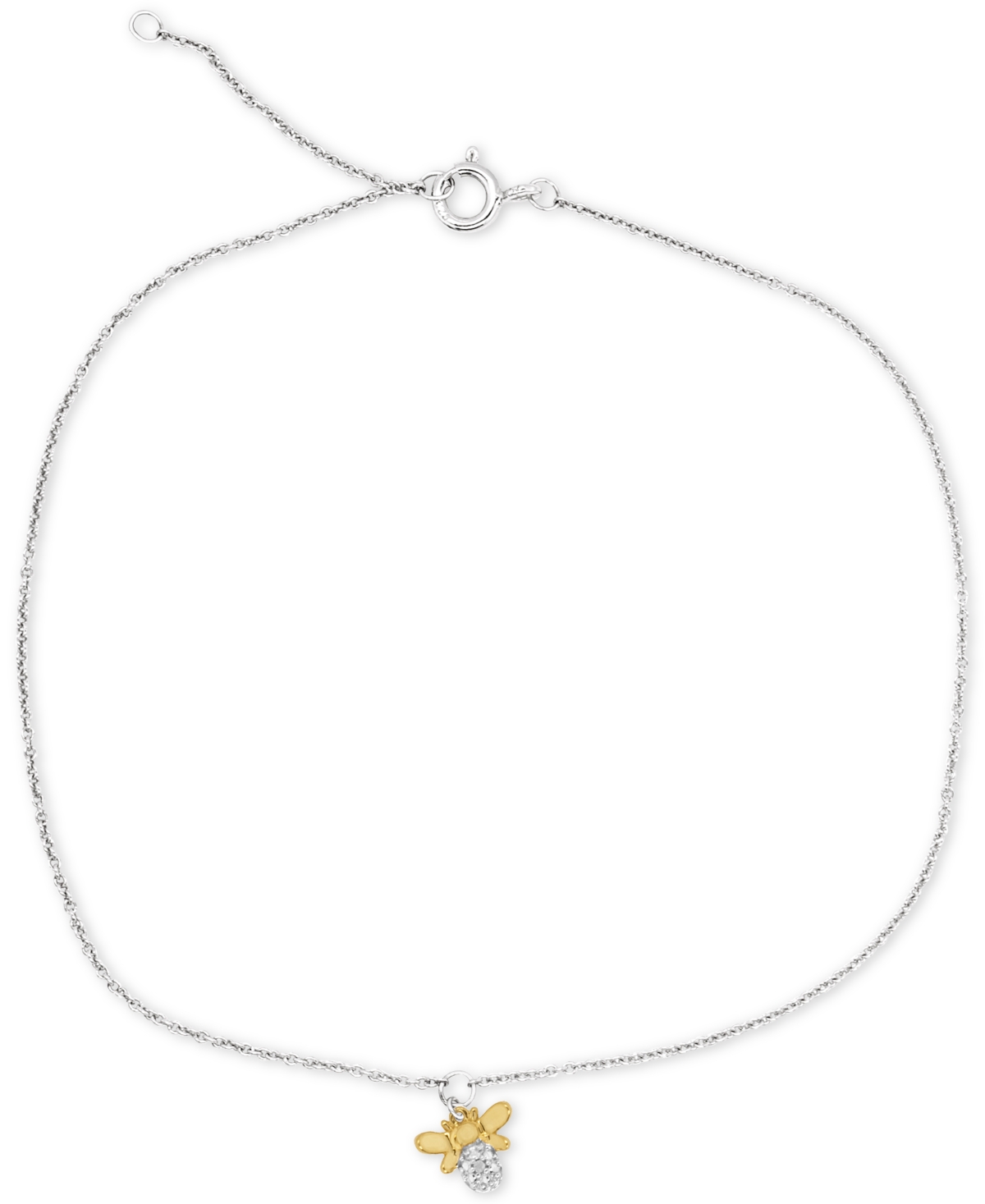 Click here for Diamond Accent Bee Ankle Bracelet in Sterling Silv... prices