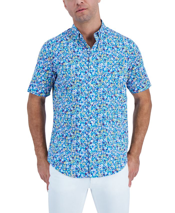 Club Room Men's Short-Sleeve Pena Ditzy Print Shirt, Created for Macy's ...