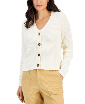 Style & Co Women's Cotton V-Neck Button Cardigan, Created for Macy's ...