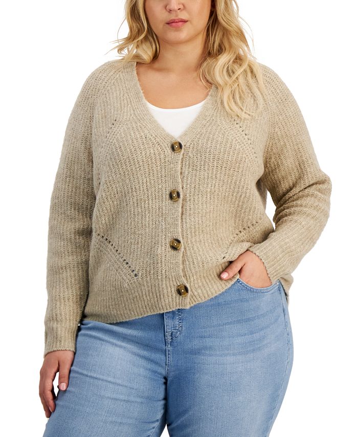 Style & Co Plus Size Boyfriend Cropped Cardigan, Created for Macy's ...
