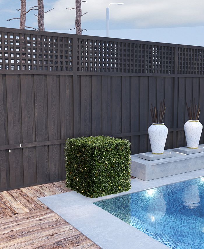 Vickerman 20" Artificial Boxwood Cube with 100 Warm Light Emitting ...