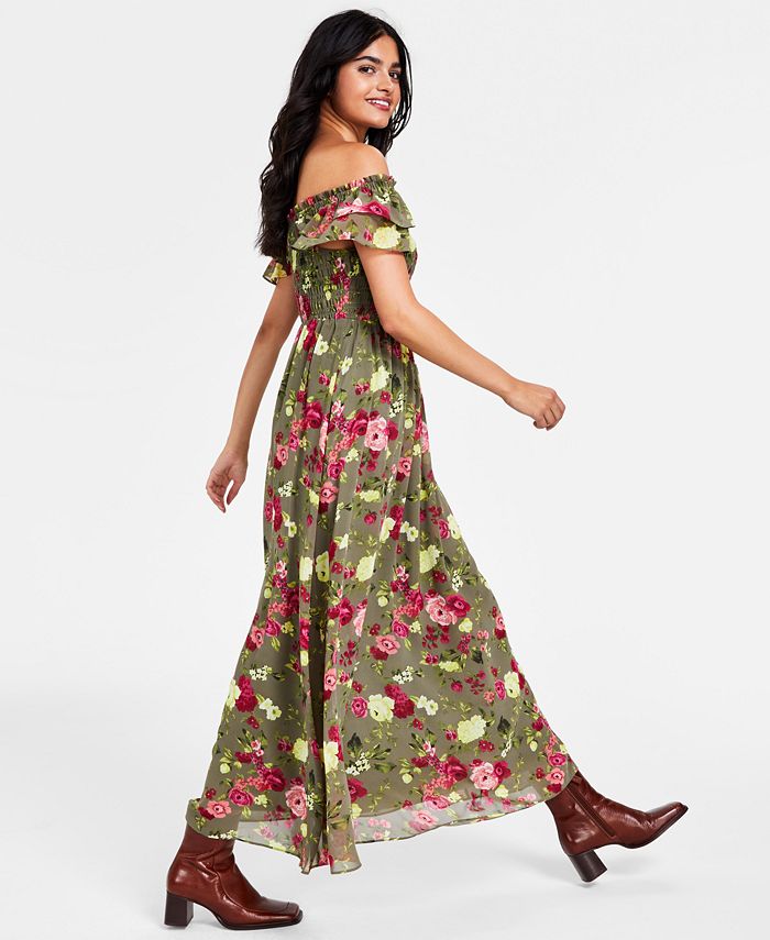 Bar III Women's Printed Smocked Maxi Dress, Created for Macy's - Macy's