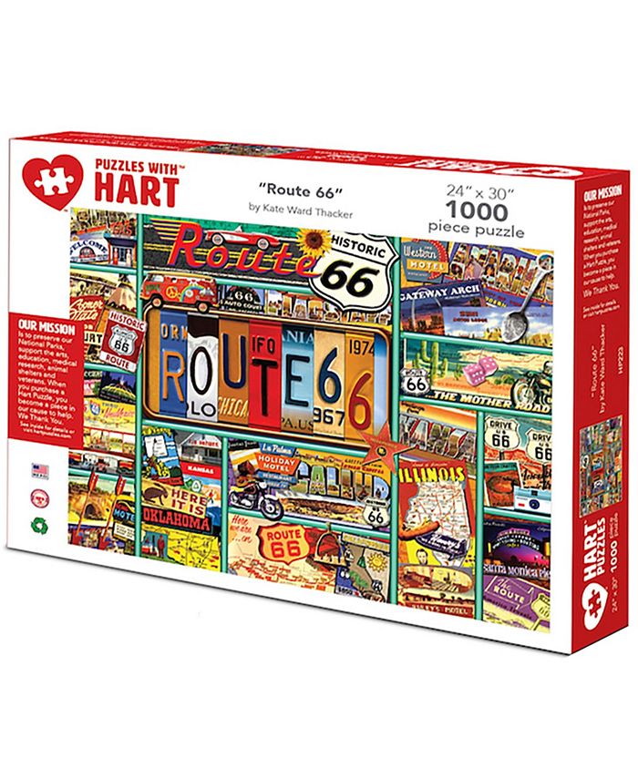 Hart Puzzles Route 66, 24" x 30" By Kate Ward Thacker Set, 1000 Pieces ...