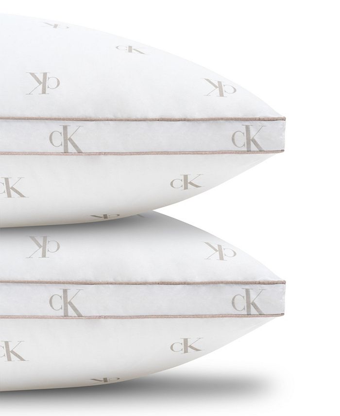 Calvin Klein Monogram Logo Medium Support 2-Pack Pillows, Standard ...