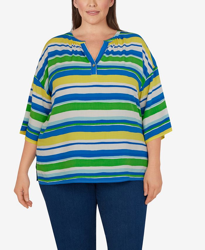 Ruby Rd. Plus Size Silky Fuji Stripe Top - Macy's