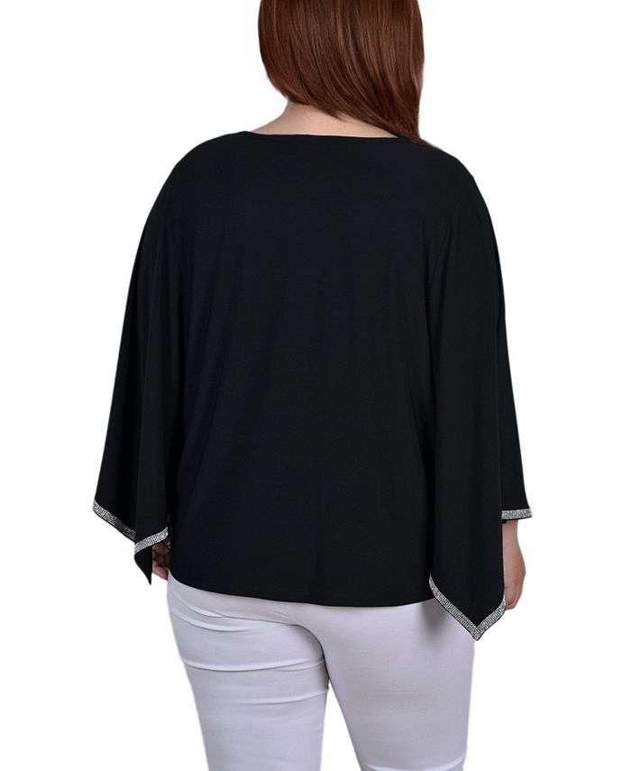NY Collection Plus Size Long Sleeve Batwing Top - Macy's