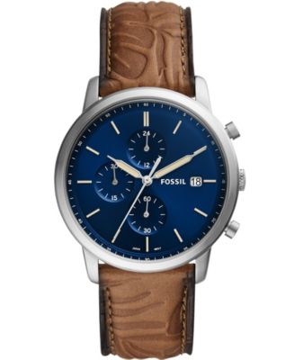 Fossil Men's Neutra Minimalist Chronograph, Embossed Brown Leather ...