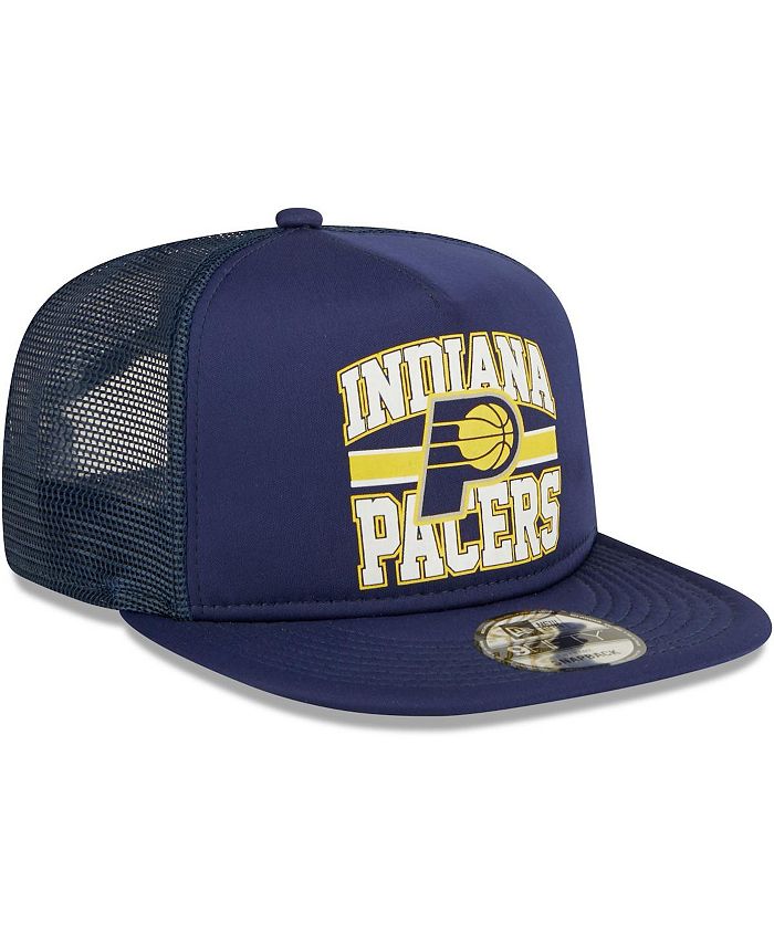 New Era Men's Navy Indiana Pacers Logo A-Frame 9Fifty Trucker Snapback ...