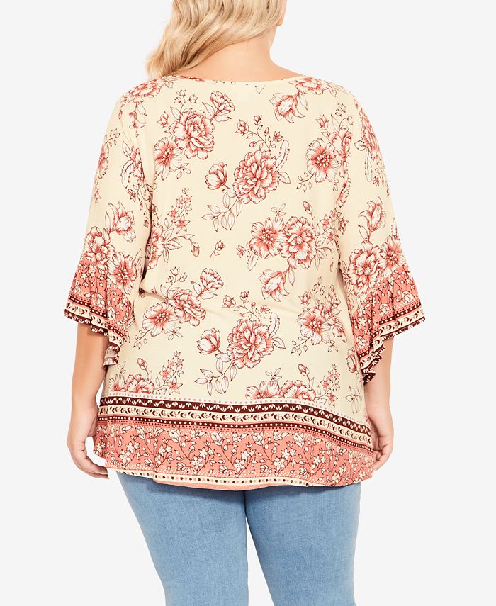 Avenue Plus Size Abby Pintuck Border Top - Macy's
