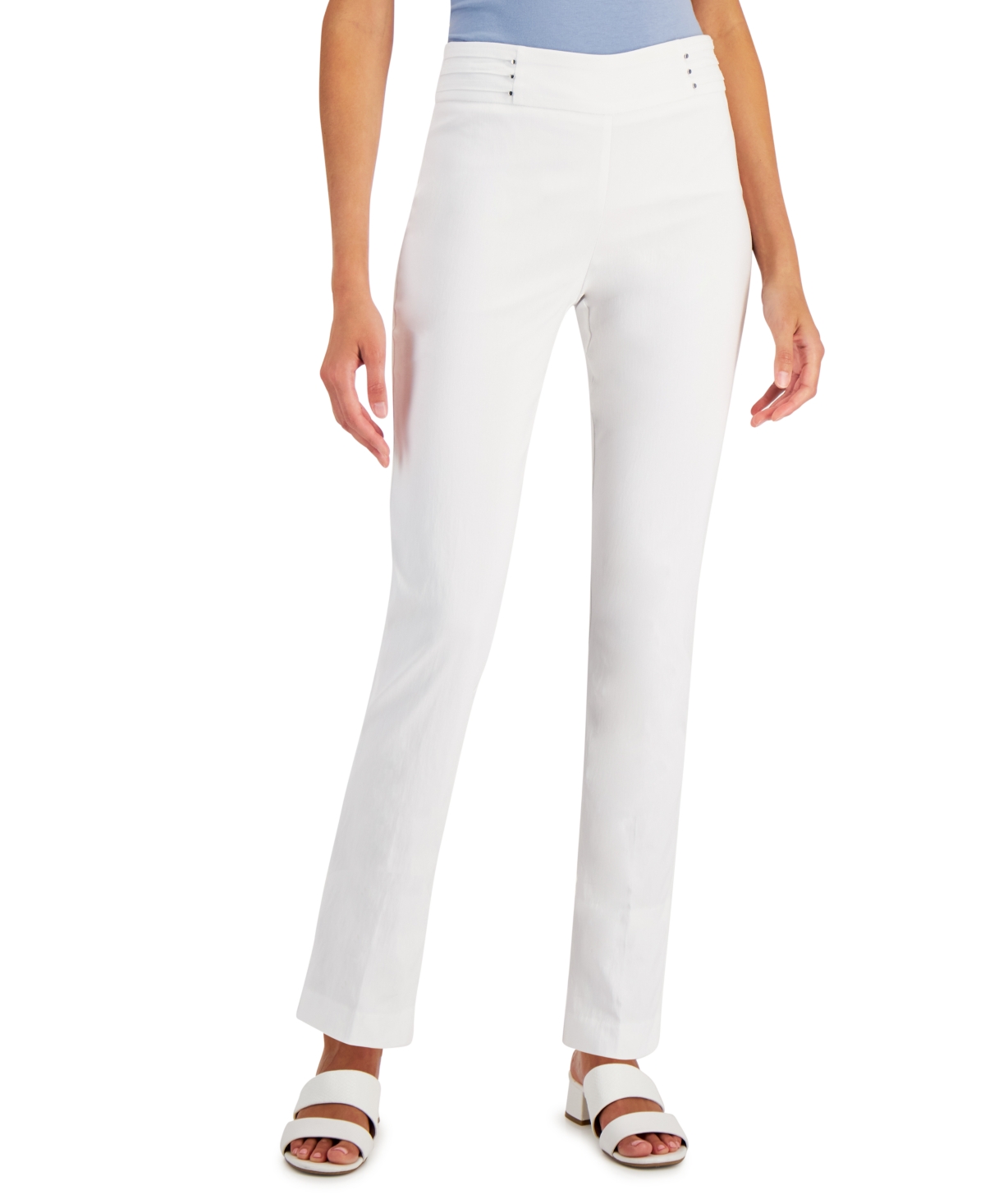 Click here for Jm Collection Petite Studded-Rivet Straight-Leg Pa... prices