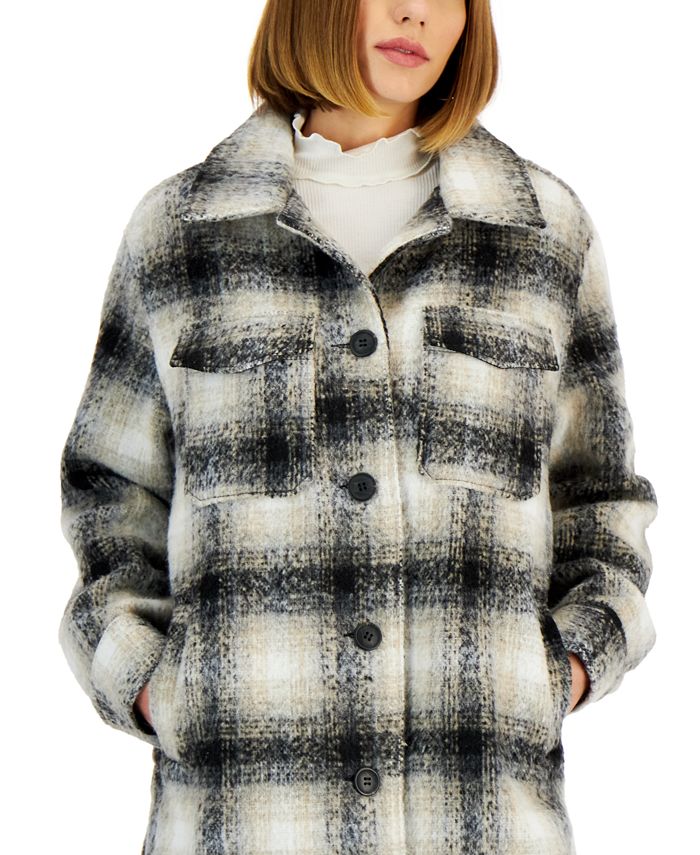Sebby Juniors' Button-Front Plaid Shirt Jacket & Reviews - Coats ...