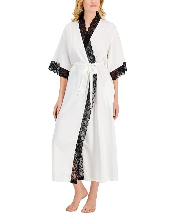 I.N.C. International Concepts Women's Lace Trim Long Wrap Robe, Created ...