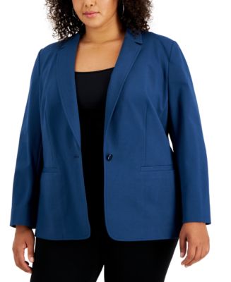 Bar III Plus Size Notched-Collar One-Button Jacket, Created for Macy's ...