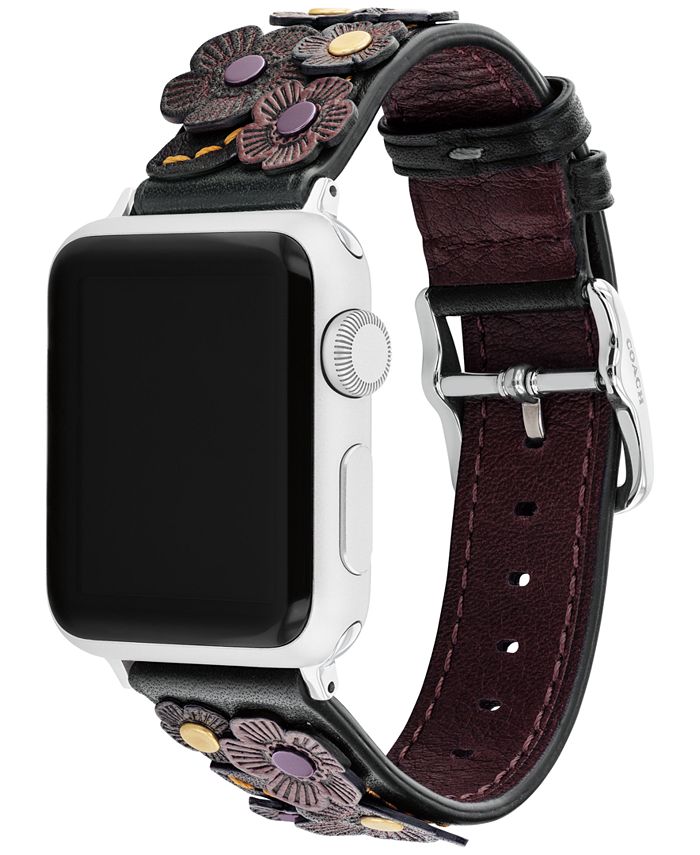 COACH Tea Rose Leather Apple Watch® Strap 38mm/40mm - Macy's