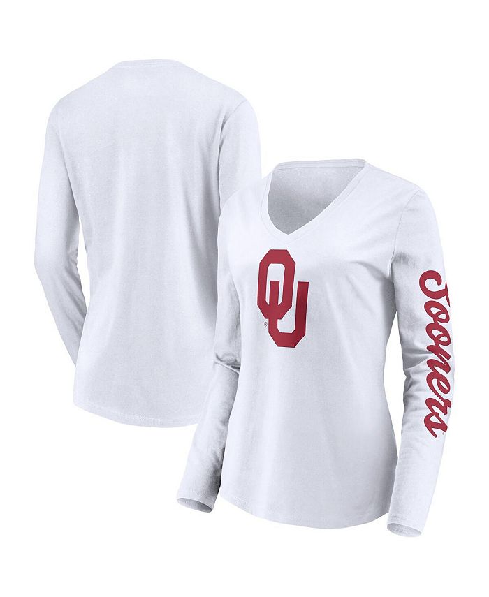 Fanatics Women's White Oklahoma Sooners Logo and Script 2-Hit Long ...