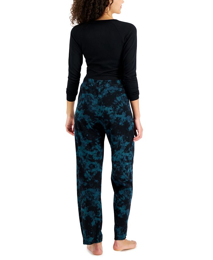 Jenni Split-Neck Pajama Top & Plaid Fleece Pajama Pants, Created for ...