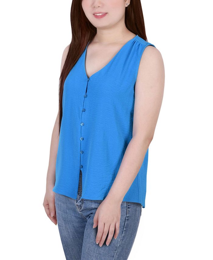 NY Collection Petite Sleeveless Button-Front Blouse & Reviews - Tops ...