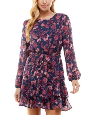 City Studios Juniors' Ruffled Belted Dress - Macy's