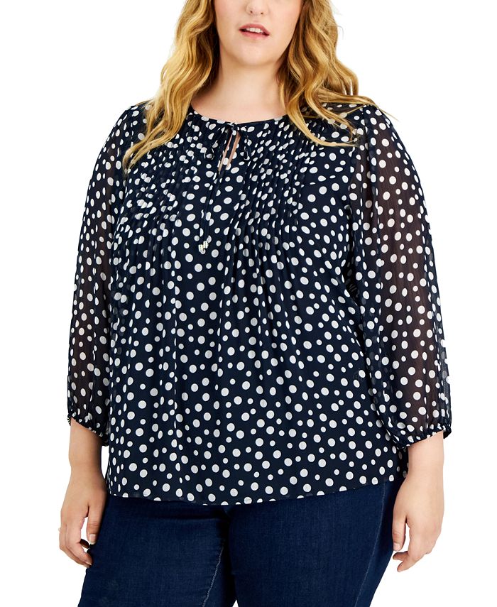 Tommy Hilfiger Plus Size Polka-Dot Top - Macy's