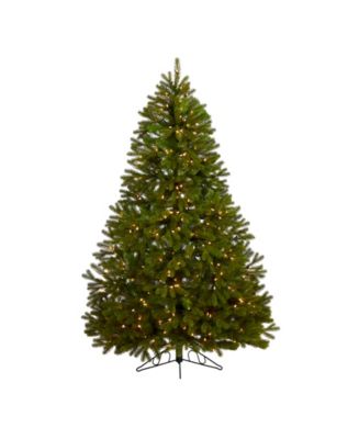 Cambridge Spruce Flat Back Artificial Christmas Tree with Lights and ...