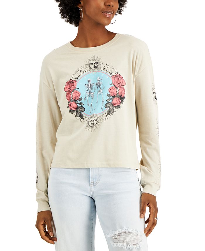 Rebellious One Juniors' Rose Skeleton Top - Macy's