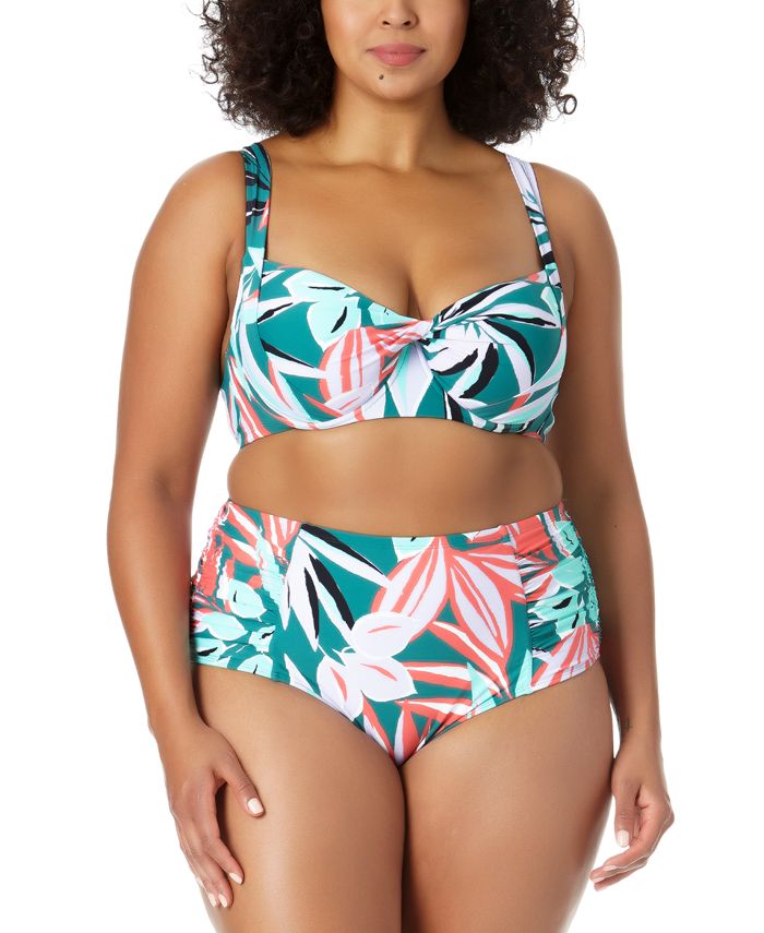 Anne Cole Plus Size Zesty Tropical Retro Twist Underwire Bikini Top