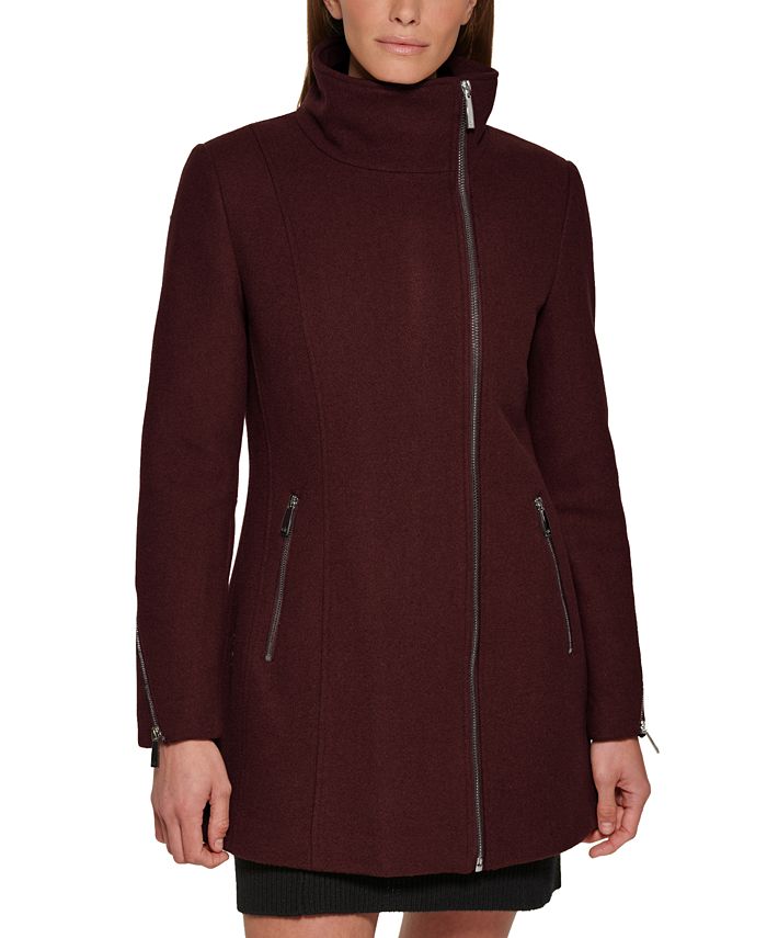 Calvin Klein Women's Asymmetric Zipper Coat & Reviews - Coats & Jackets ...