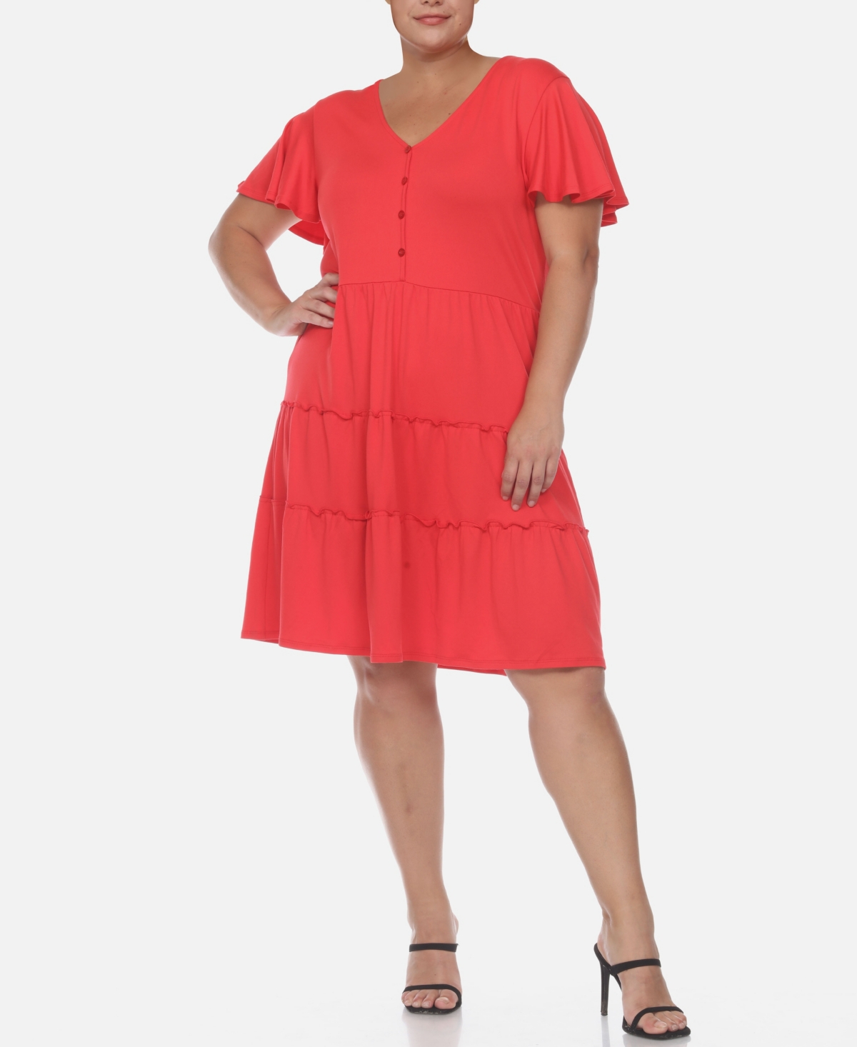 Click here for White Mark Plus Size Short Sleeve V-neck Tiered Mi... prices