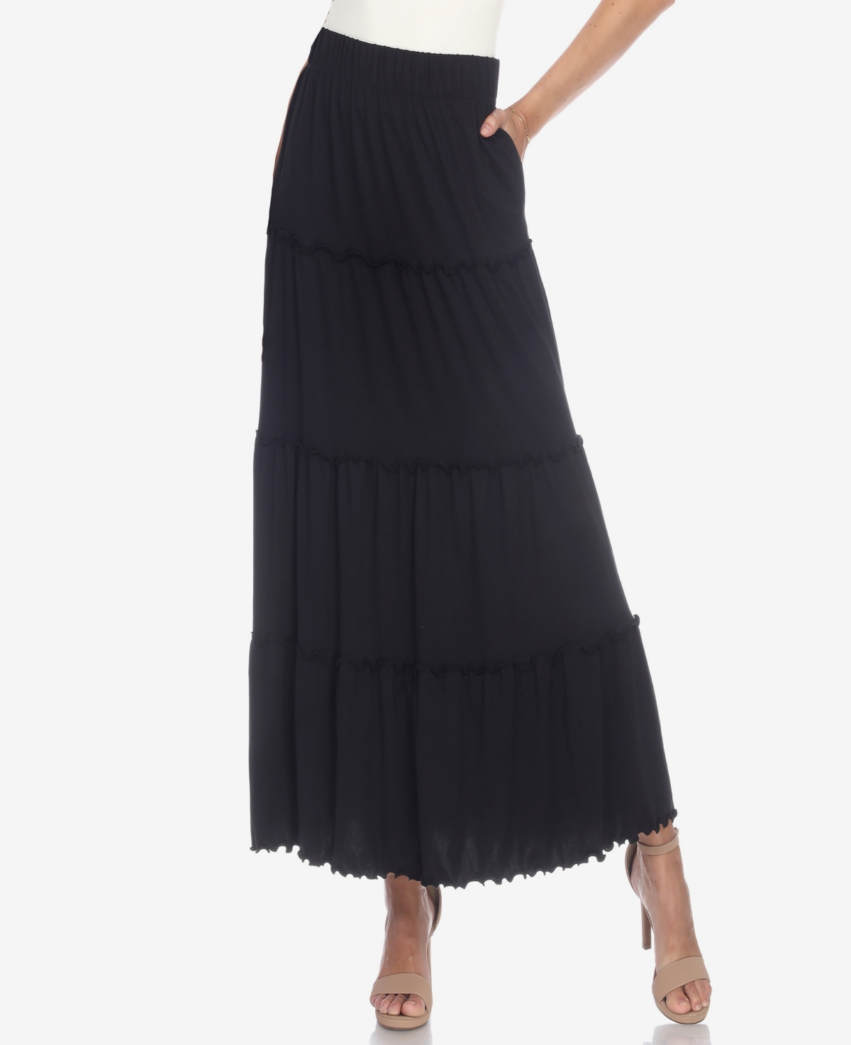 Click here for Womens Tiered Maxi Skirt - Black prices