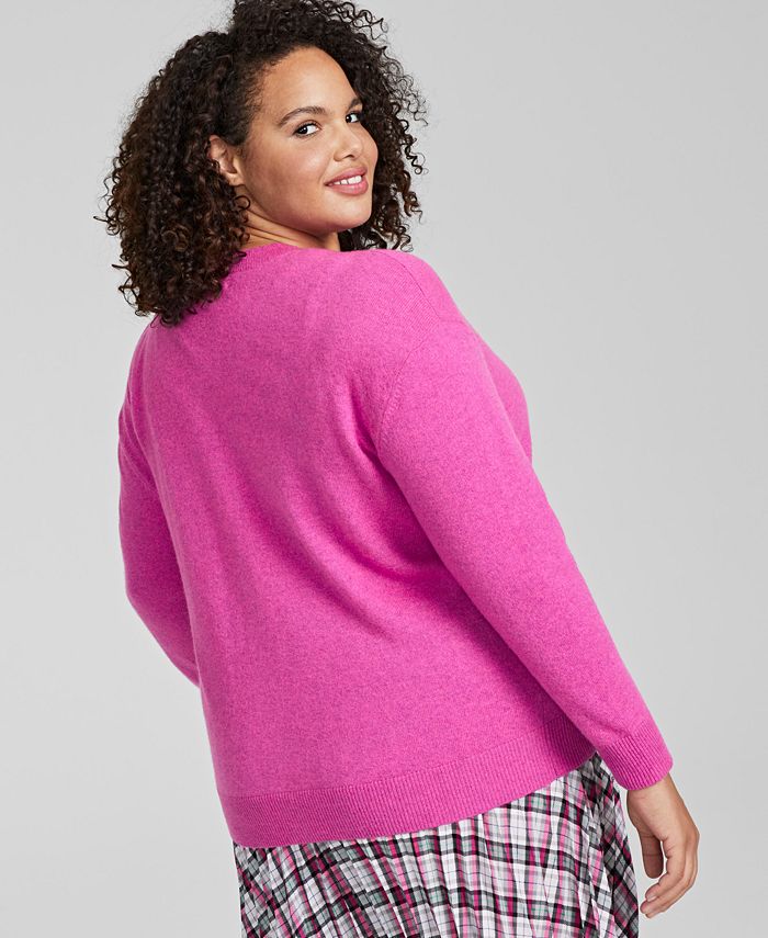 Charter Club Plus Size 100% Cashmere Button Front Cardigan, Created for ...