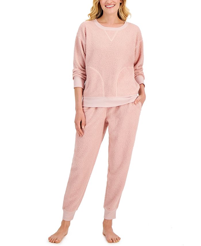 Jenni Women's Solid Sherpa Pajama Set, Created for Macy's & Reviews ...
