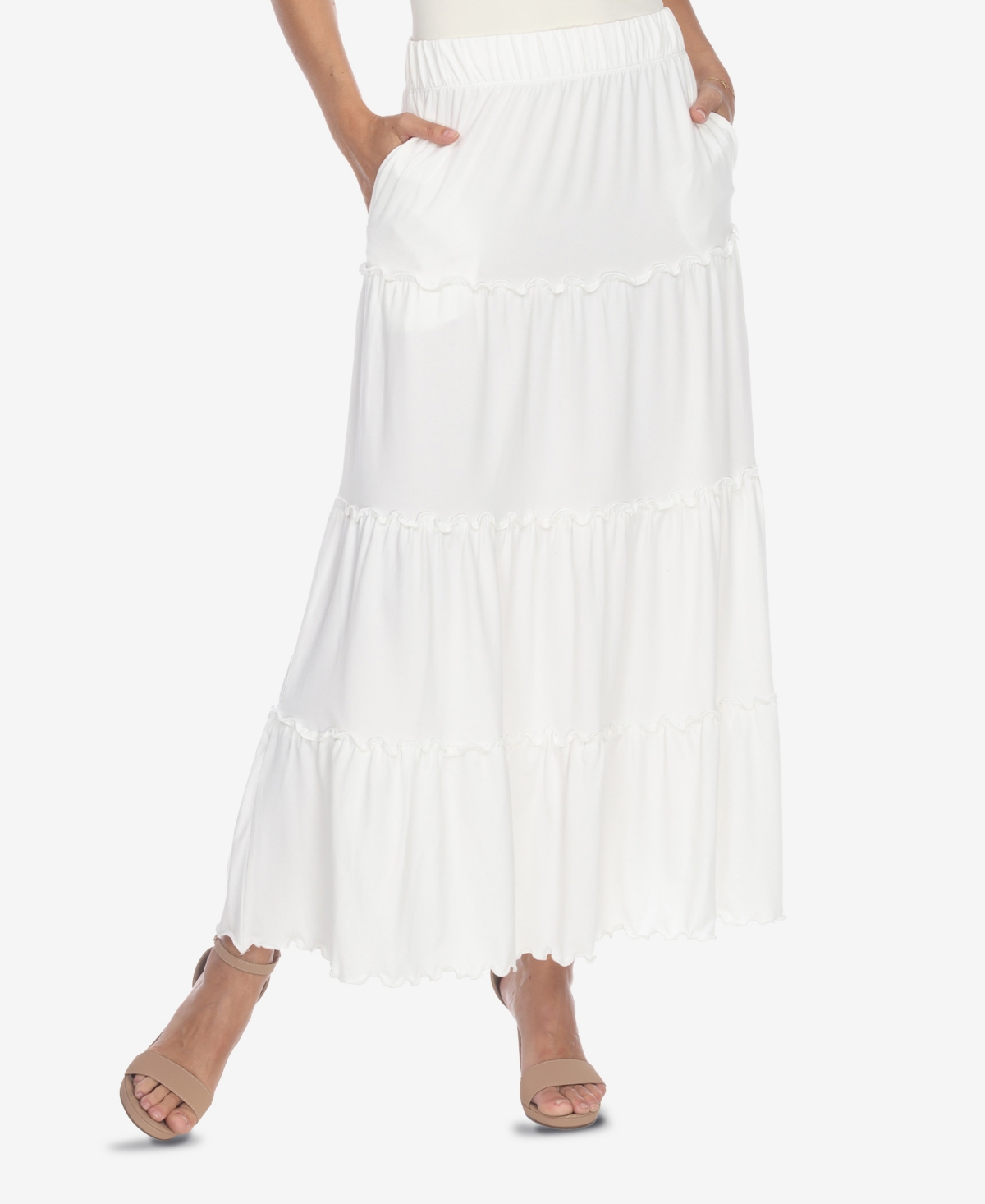 Click here for Womens Tiered Maxi Skirt - White prices