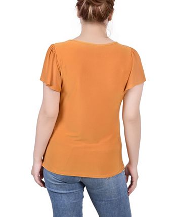 NY Collection Women's Studded Top with Mesh Details - Macy's