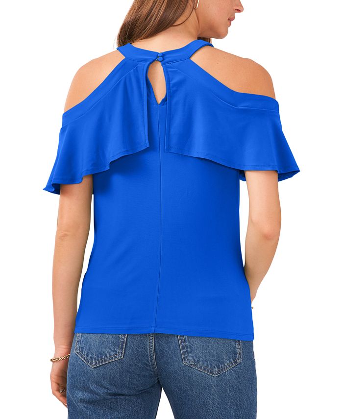 Sam & Jess Ruffled Cold-Shoulder Top - Macy's