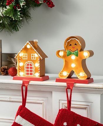 Glitzhome Marquee LED Gingerbread House Gingerbread Man Christmas ...